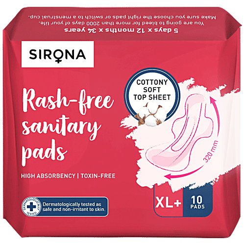 Buy SIRONA Rash Free Sanitary Pads - XL+, Cottony Soft, High Absorbency ...