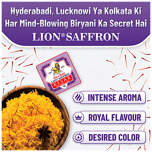 Buy LION SAFFRON Kesar - Pure, Natural, Used For Cooking Biryani ...