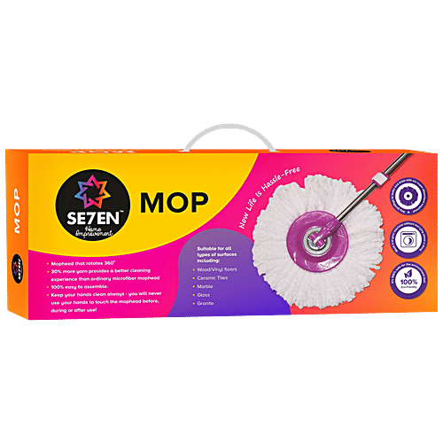 Buy Se7en Spin Mop - Plastic, With Rod, Multicolour Online at Best ...
