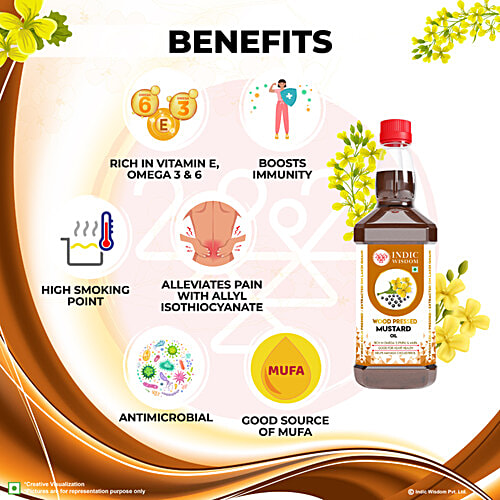 Buy INDIC WISDOM Wood Pressed Mustard Oil - Cold Pressed Online at Best ...