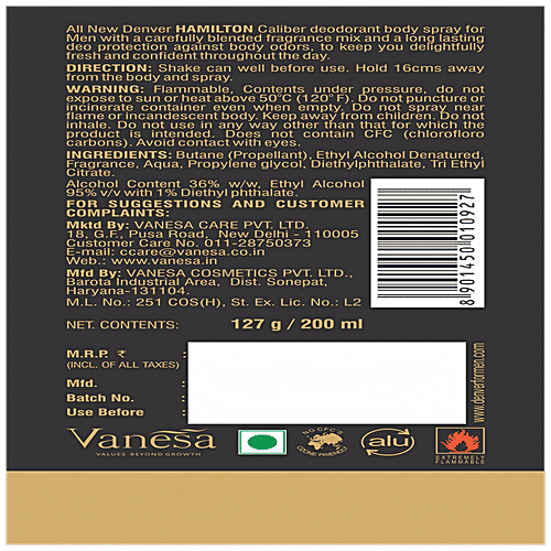 Buy Denver Hamilton Caliber Deodorant Body Spray - For Men Online at ...