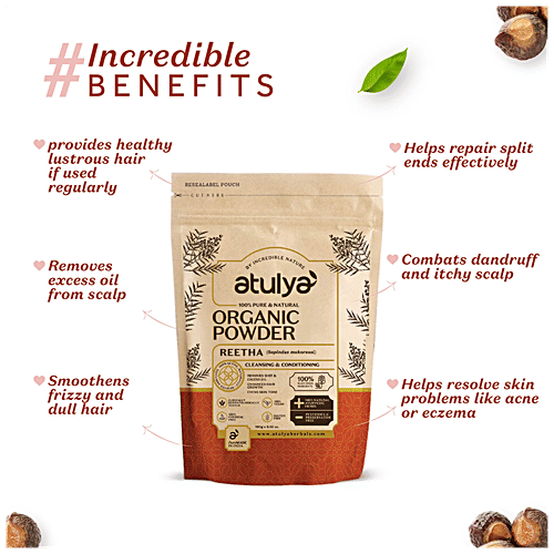 Buy ATULYA Organic Powder - Reetha, Cleansing & Conditioning, Removes ...