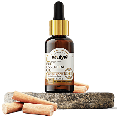 Buy ATULYA Sandalwood Essential Oil - Pure, Uplifts Senses, Calming, Reduces Dryness Online at ...