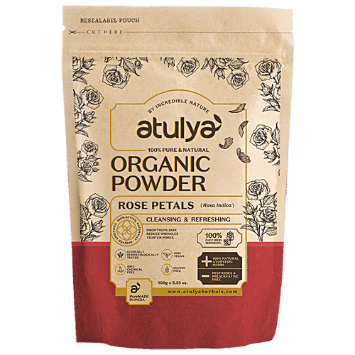 Buy Atulya Organic Powder - Rose Petals, Smoothens, Tightens Pores ...