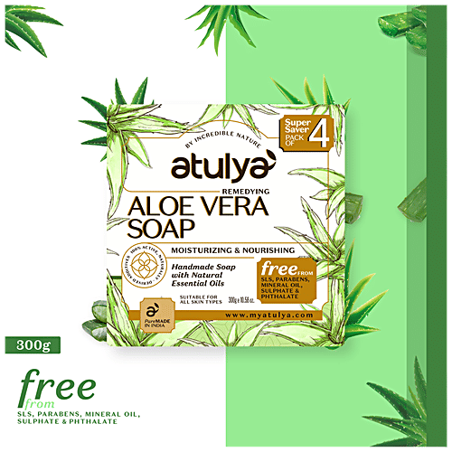 Buy ATULYA Remedying Aloe Vera Soap - Moisturising & Nourishing, Value ...