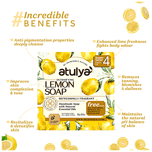 Buy ATULYA Detoxifying Lemon Soap - Handmade, Refreshing Fragrant, Value Pack Online at Best ...