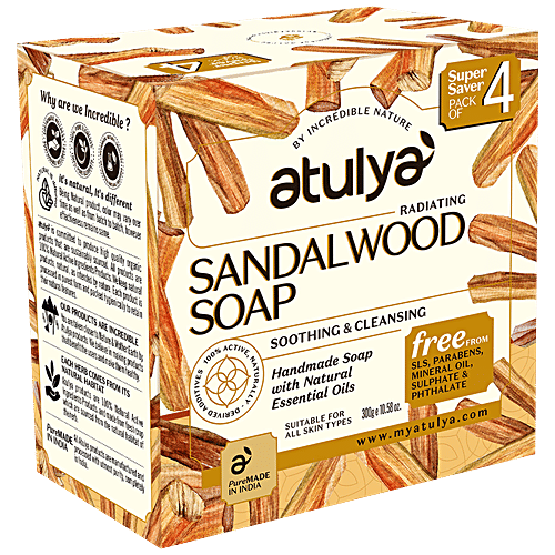 Buy Atulya Radiating Sandalwood Soap - Soothing & Cleansing, Value Pack ...