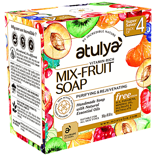 Buy Atulya Vitamin Rich Mix Fruit Soap - Purifying & Rejuvenating, Value Pack Online at Best ...