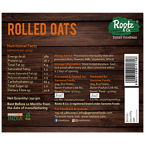 Buy ROOTZ & CO. Rolled Oats - Whole Grain Online at Best Price of Rs ...