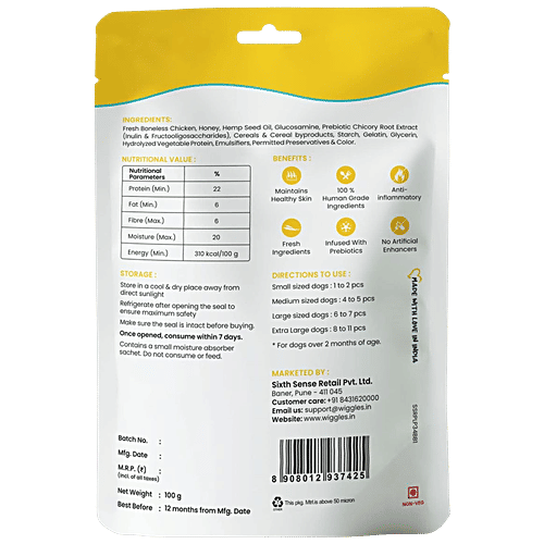 Buy Wiggles.in Barkstix Dog Treats For Training Adult Puppies - Soft ...