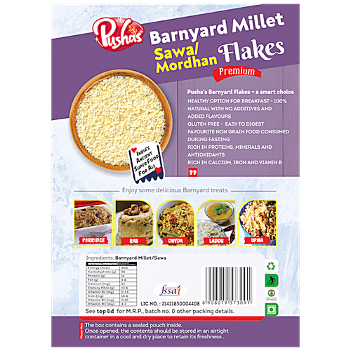 Buy PUSHA'S Barnyard Millet Sawa/Mordhan Flakes - Premium, Healthy, No ...