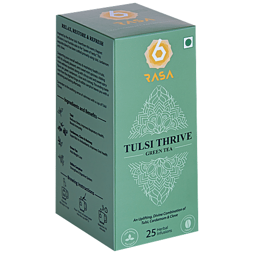Buy 6rasa Tulsi Thrive Green Tea - Cardamom, Clove, For Stress Relief ...