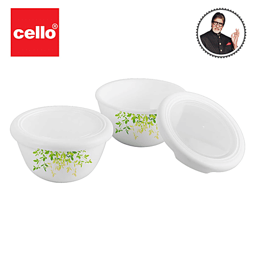 Buy Cello Glass Bowl For Mixing/Serving With Lids - Borosilicate, Green ...