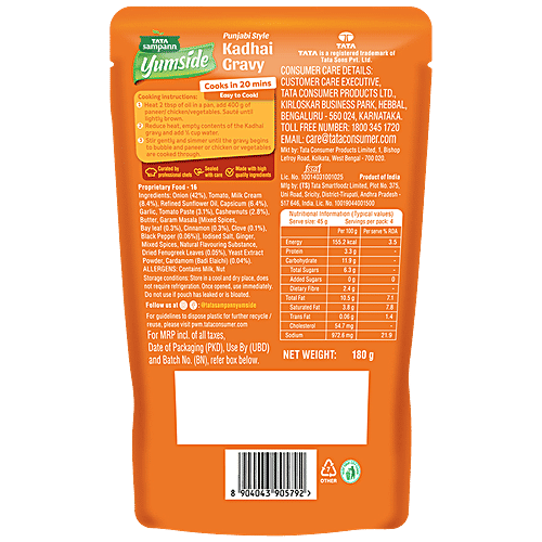 Buy Tata Sampann Yumside -punjabi-style-kadhai-gravy-ready-to-cook ...