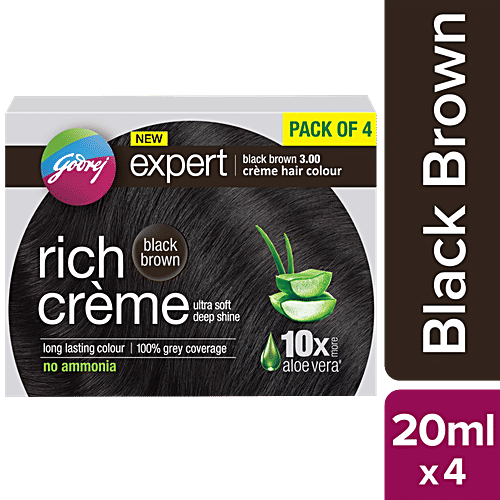 Buy Godrej Expert Rich Creme Hair Colour - Black Brown, Long-Lasting, 100% Grey Coverage, No ...