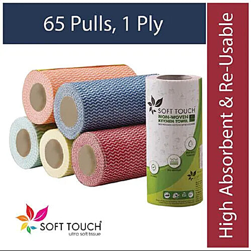 Buy Soft Touch Non-Woven Kitchen Towel - 1 Ply, Assorted Colour Online ...