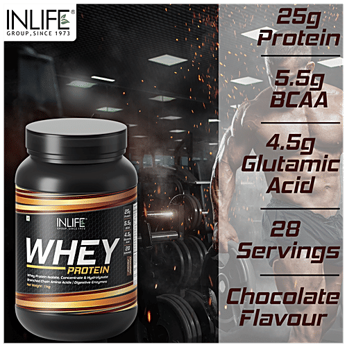 Buy INLIFE Whey Protein Powder - Chocolate, With Isolate Concentrate ...