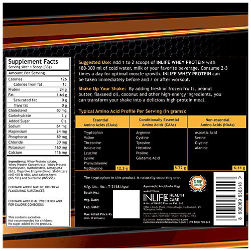 Buy INLIFE Whey Protein Powder - Vanilla, With Isolate, Digestive ...