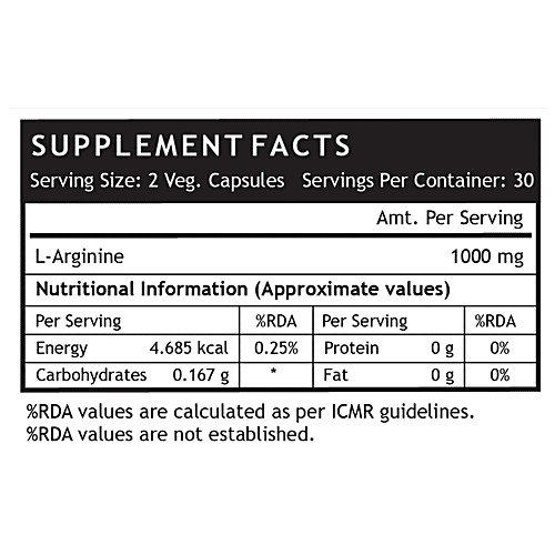 Buy INLIFE L-Arginine 1000 Mg Capsules - Nitric Oxide Precursor, For ...