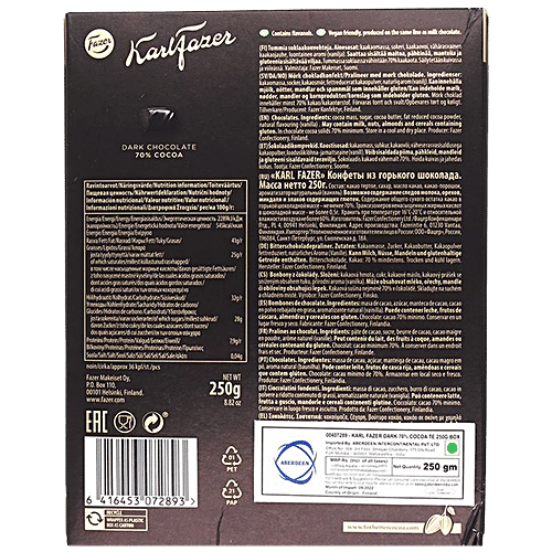 Buy Karl Fazer Dark Chocolate - 70% Cocoa, Premium, Rich Online at Best ...