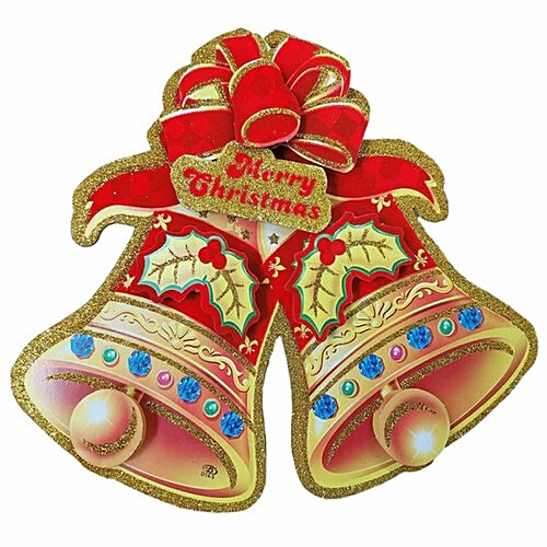 Buy Creative Space Christmas Bell Wall Sticker, Glitter Paper ...