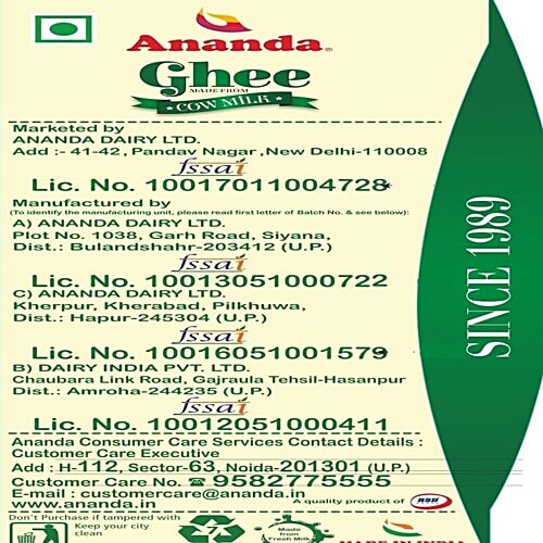 Buy Ananda Ghee - Made From Cow Milk, Boosts Immunity Online at Best ...