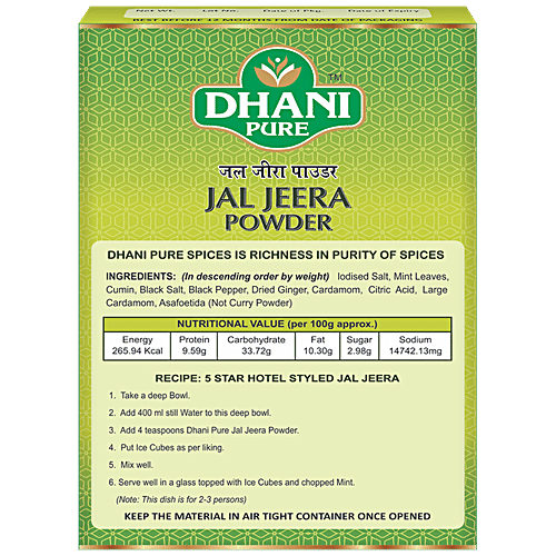 Buy DHANI PURE Jal Jeera Powder - 100% Natural, No Artificial Colours ...