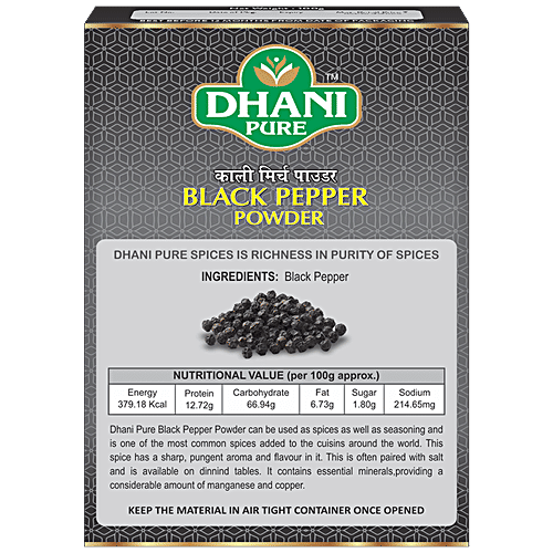 Buy DHANI PURE Black Pepper Powder - 100% Natural, No Artificial ...