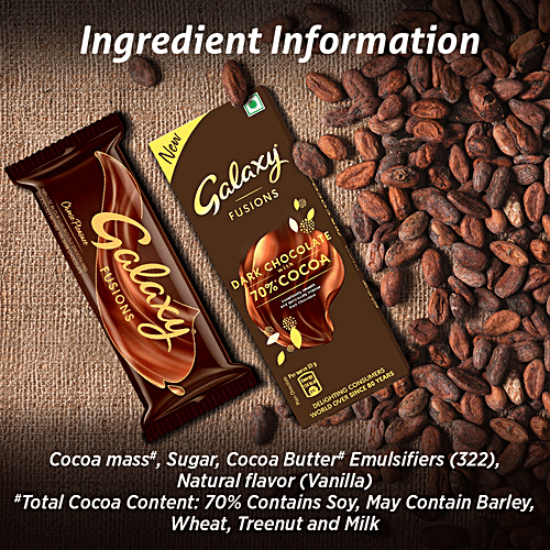 Buy Galaxy Fusions Dark Chocolate Bar - Silky & Smooth, With 70% Cocoa ...