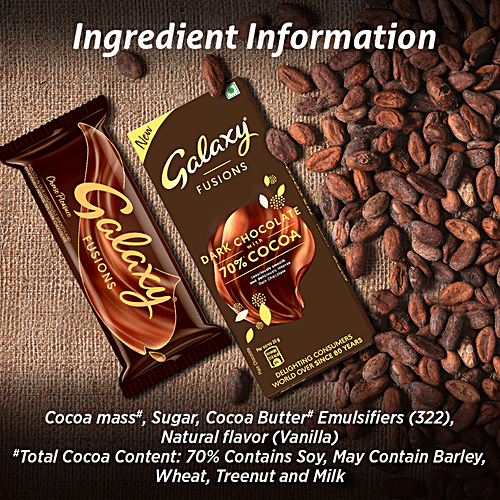 Buy Galaxy Fusions Dark Chocolate Bar - Silky & Smooth, With 70% Cocoa ...