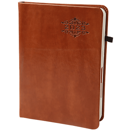 Buy Cubic Hard Bound New Year Diary 2023 with Pen Holder Tan, 365 Pages ...
