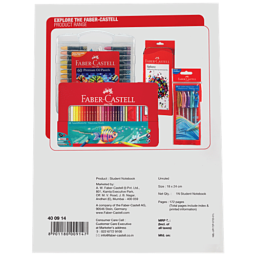Buy Faber castell Student Notebook Long 172 Pages Unruled With Chlorine ...