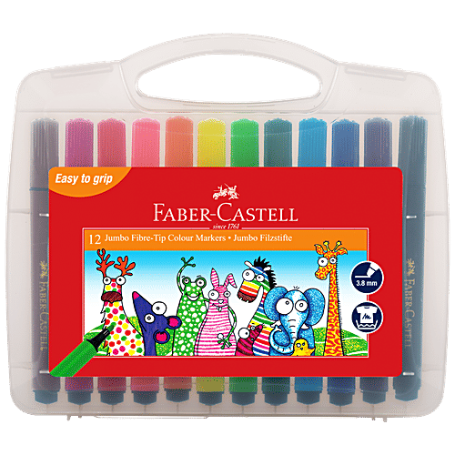 Buy Faber castell Jumbo Fibre-Tip Colour Markers 559412 - Triangular ...