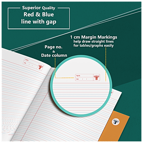 Buy Target Publications Four Line Notebook - Red & Blue Line With Gap ...