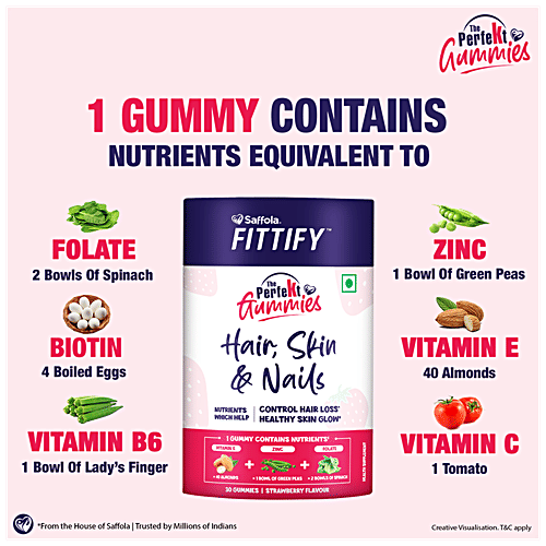 Buy Saffola FITTIFY The Perfekt Gummies - For Hair, Skin & Nail Health ...