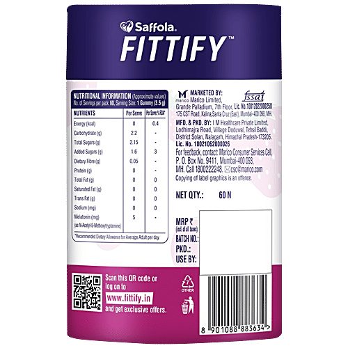 Buy Saffola FITTIFY The Perfekt Gummies - For Sleep Health, Strawberry ...