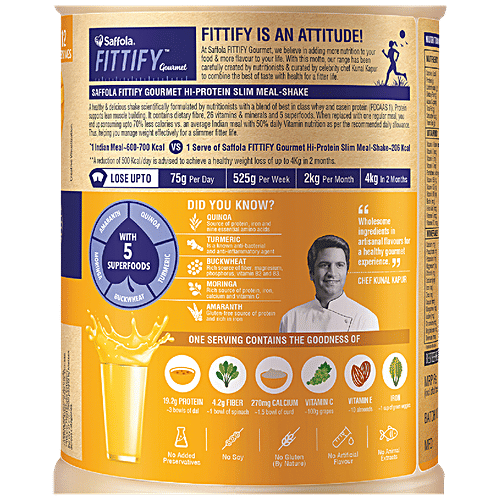 Buy Saffola FITTIFY Alphonso Mango Hi-Protein Slim Meal-Shake - No ...