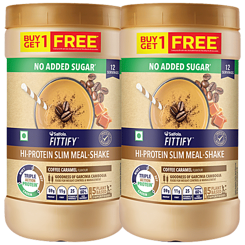 Buy Saffola FITTIFY Coffee Caramel Hi-Protein Slim Meal-Shake - No ...