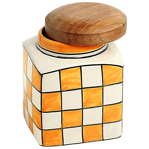 Buy ExclusiveLane Shatranj Checkered Ceramic Storage Jar & Container ...