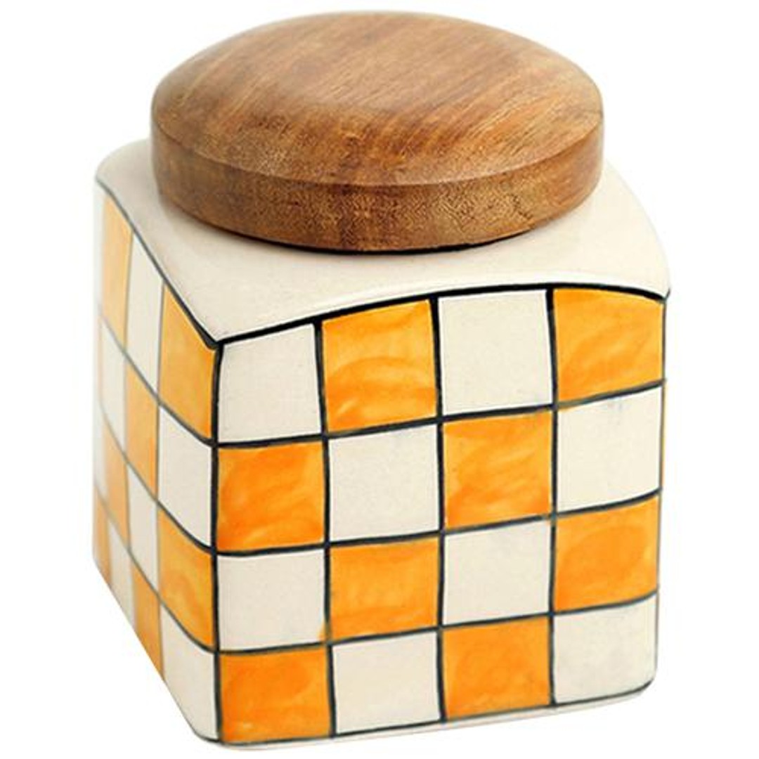 Buy ExclusiveLane Shatranj Checkered Ceramic Storage Jar & Container ...