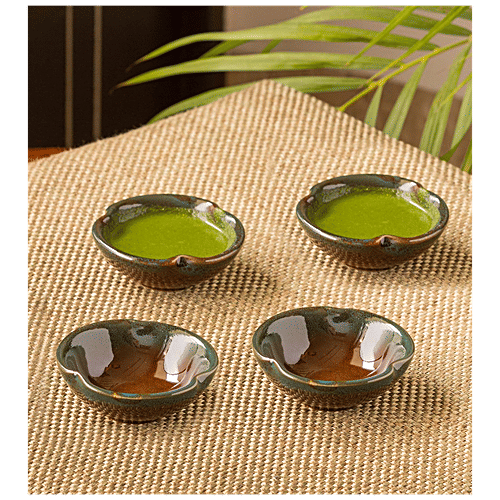 Buy ExclusiveLane Amber & Teal Chutney & Pickle Ceramic Bowls - Stylish ...