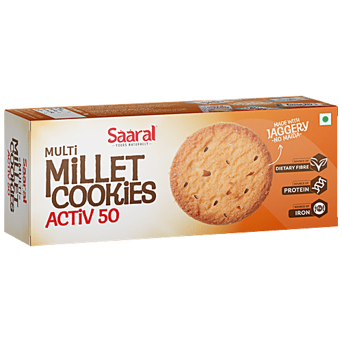 Buy Saaral Multi Millet Cookies - Activ 50+, No Maida, Made With ...