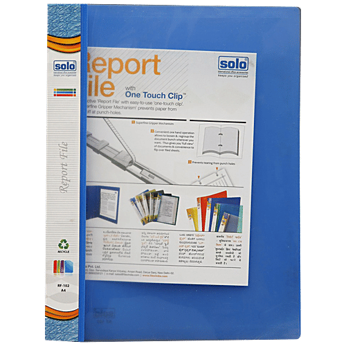 Buy Solo Report File - With One Touch Clip, Platic, Blue, 240 mm x 315 ...