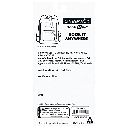 Buy Classmate Hook Ballpen - Blue, 0.7 mm Tip Online at Best Price of Rs 50 - bigbasket