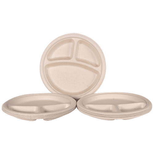 Buy Nabhas Disposable Paper Plate - Bagasse, Round, Eco-Friendly, 3 CP 10" Online at Best Price ...
