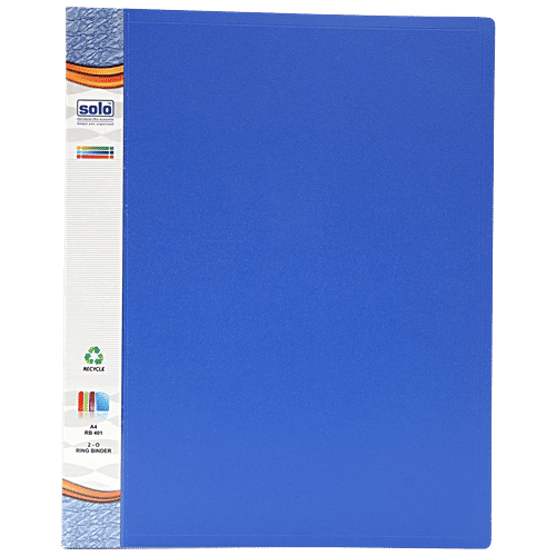 Buy Solo Ring Binders - Plastic, Blue, A4, 255 mm x 315 mm Online at ...