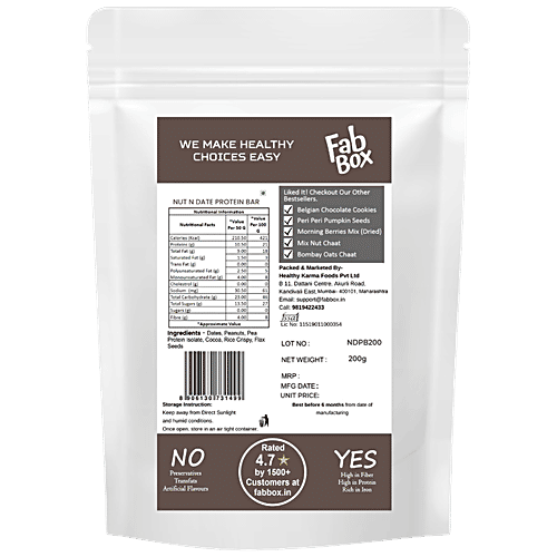 Buy Fabbox Nut & Date Protein Bar - Crunchy, High-fiber, Workout Snack ...