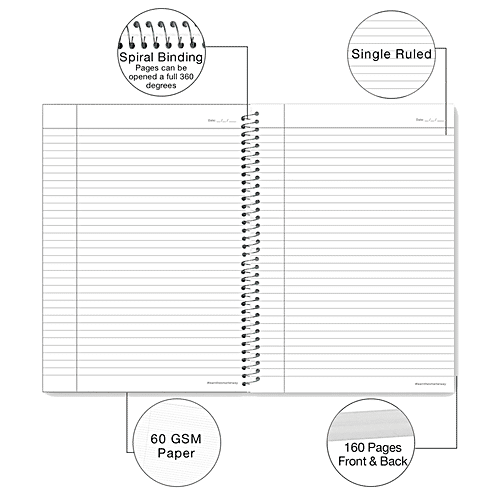 Buy Luxor Premium Exercise Notebook - Ruled, Single Line, Spiral ...