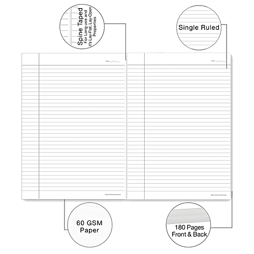Buy Luxor Premium Exercise Notebook - Ruled, Single Line, Spine Taped ...