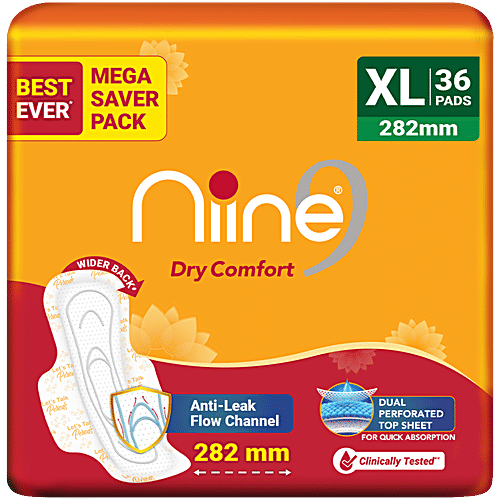 Buy Niine Dry Comfort Sanitary Napkins - Highly Absorbent, Soft, 275 mm ...